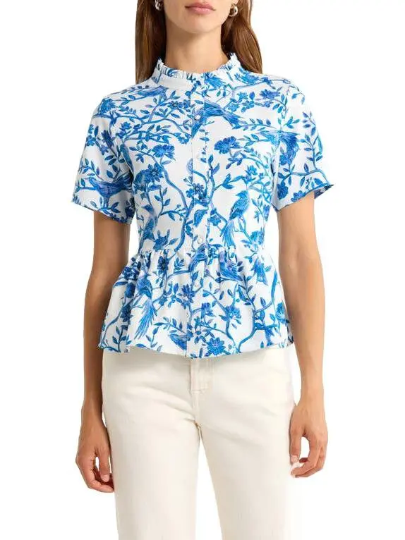 SUGARLIPS Ciela Floral Print Shirt - Whte-blues