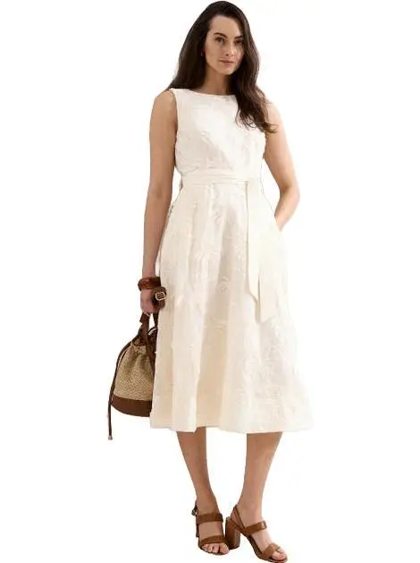 PHASE EIGHT Harley Sleeveless Boat Neck Midi Dress - White
