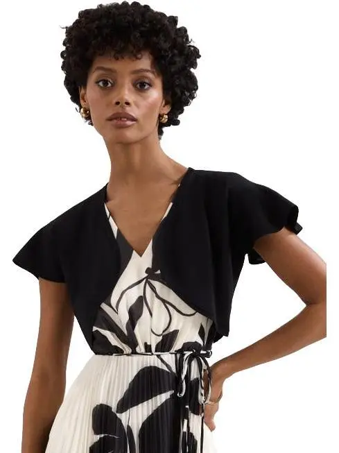 PHASE EIGHT Cropped Fluted Sleeve Cardigan - Black