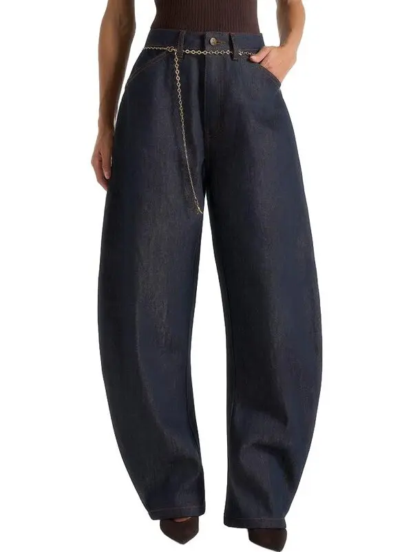 Manière De Voir Enora Hourglass Jeans With Chain Detail - Indigo