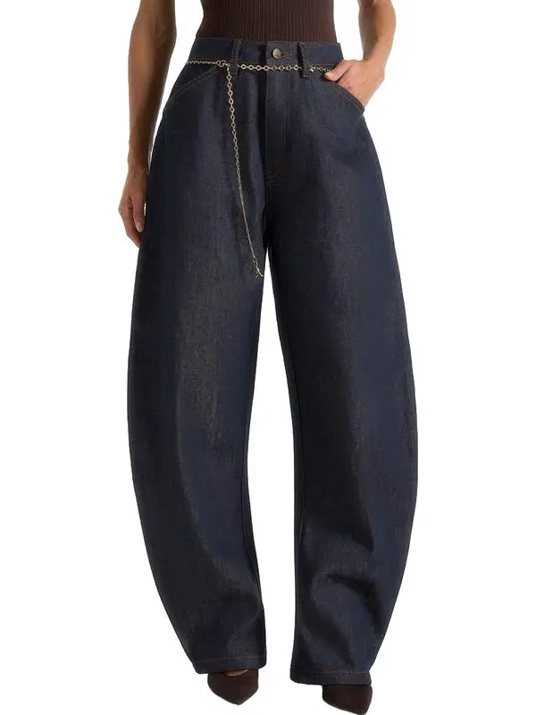 Manière De Voir Enora Hourglass Jeans With Chain Detail - Indigo