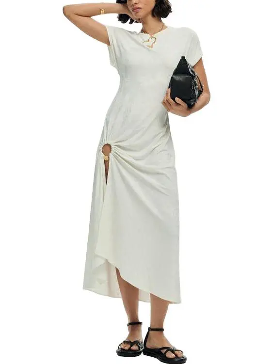 Desigual Asymmetrical Short Sleeve Midi Dress - White