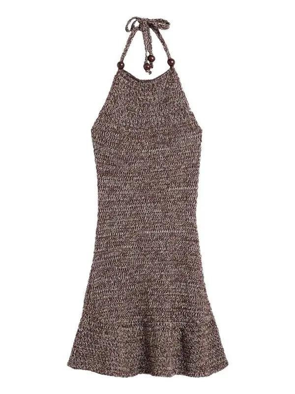 Desigual Open Stitch Halter Neck Minidress - Brown