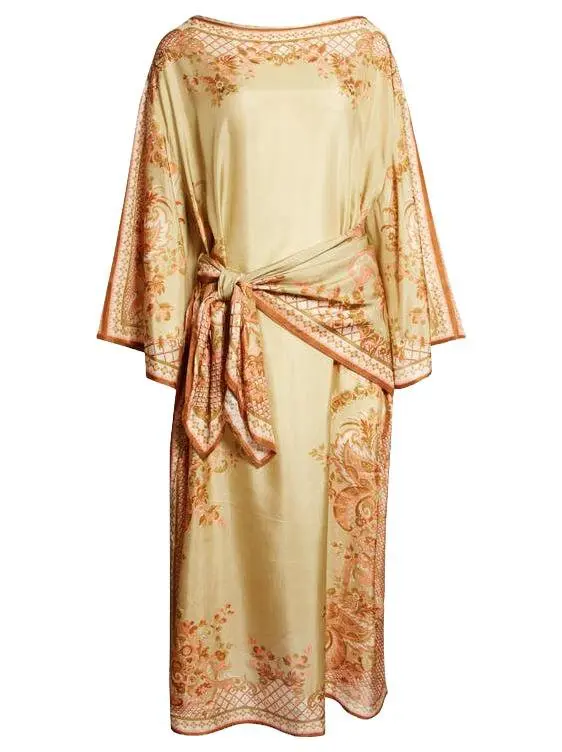 Zimmermann Aster Paisley Print Long Sleeve Silk Midi Dress - Sage Paisley Floral
