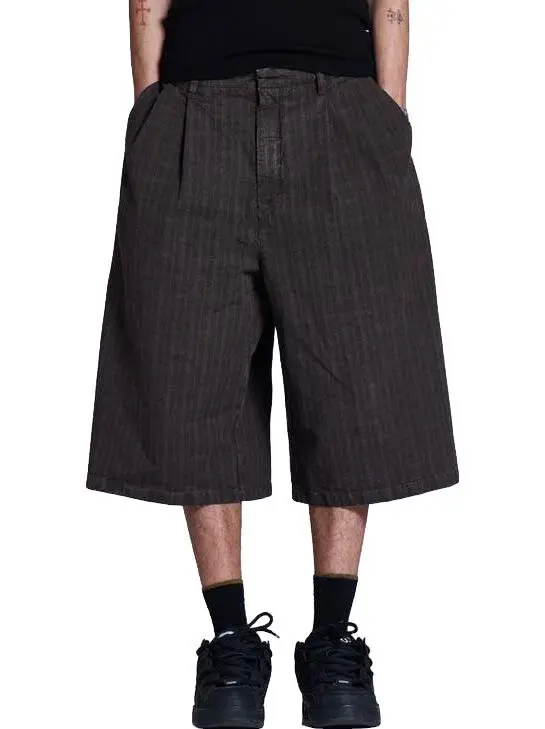 JADED LONDON Goliath Check Pleated Oversized Shorts - Brown