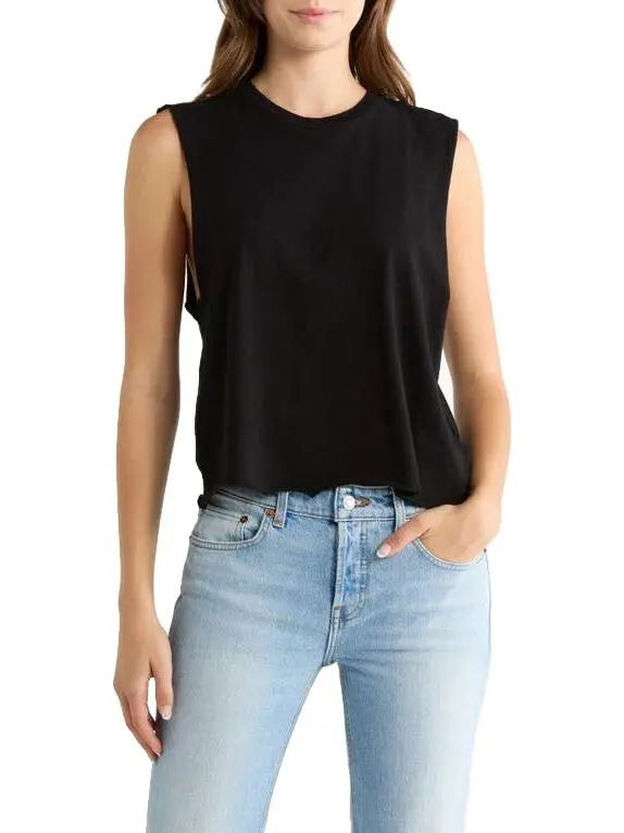 RE/DONE Susan Cotton Blend Tank - Black