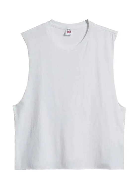 RE/DONE Susan Cotton Blend Tank - Optic White