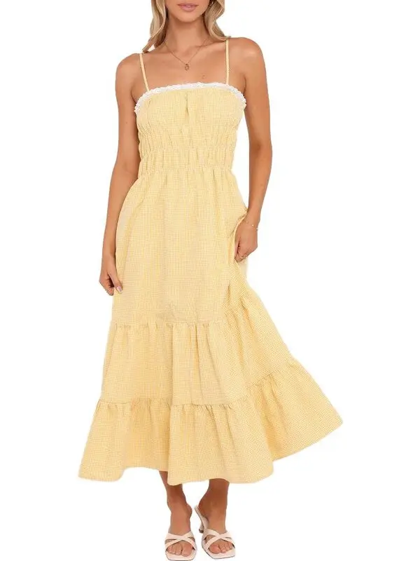 PETAL & PUP Bernadine Gingham Cotton Blend Maxi Dress - Mango