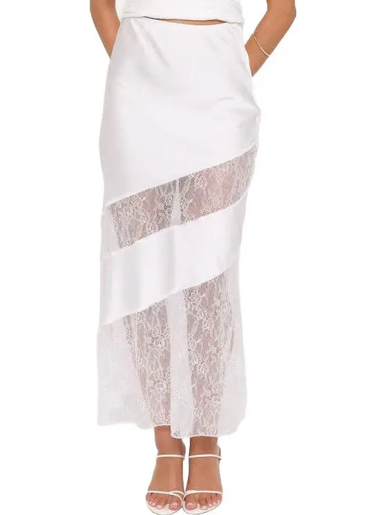 PETAL & PUP Lace & Satin Maxi Skirt - White
