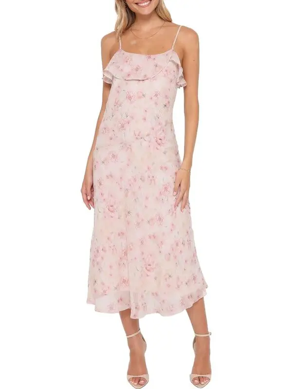 PETAL & PUP Lizbeth Floral Midi Dress - Pink Mauve Floral