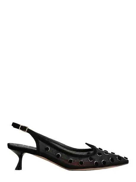 ROGER VIVIER Polka Dot Mesh Slingback Pumps - Nero