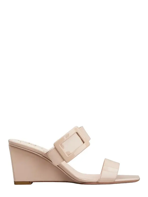 ROGER VIVIER Belle Vivier Patent Leather Wedge Sandal - Collant