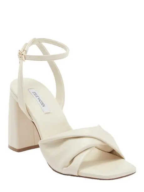 Steve Madden Mandy Ankle Strap Sandal With Block Heel - Bone