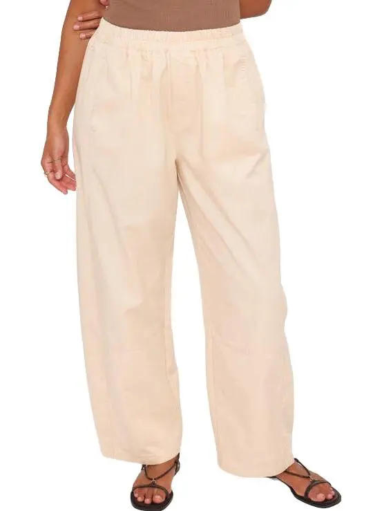 PETAL & PUP Sasha Pull-on High Waist Barrel Pants - Ecru