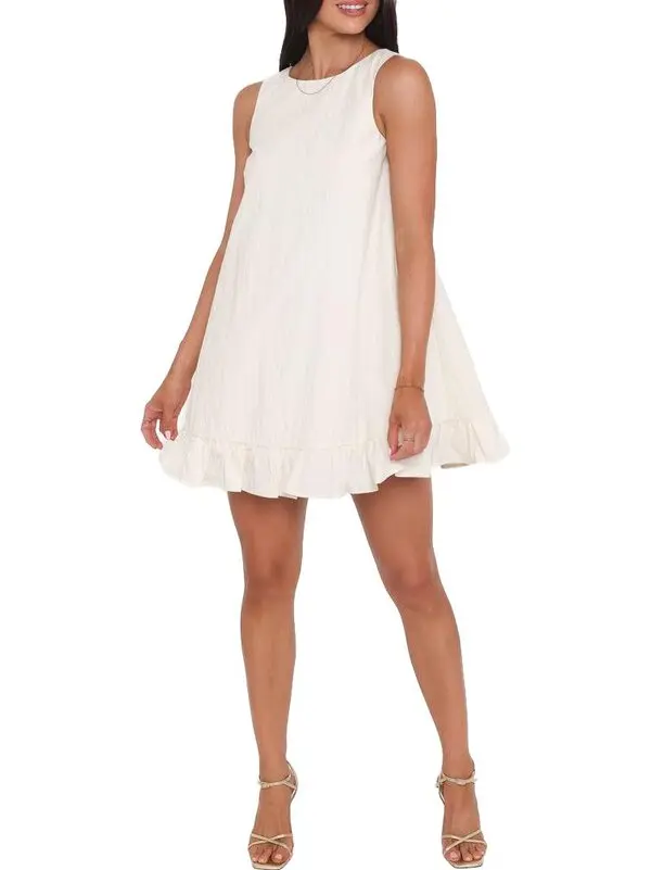 PETAL & PUP Zena Ruffle Hem Trapeze Minidress - Cream