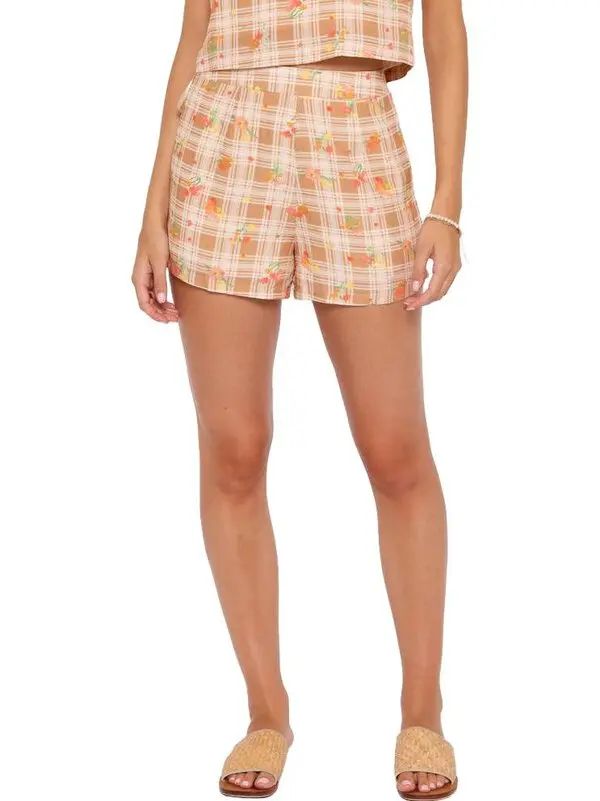 PETAL & PUP Floral Gingham Tank And Shorts Set - Yellow Floral Gingham