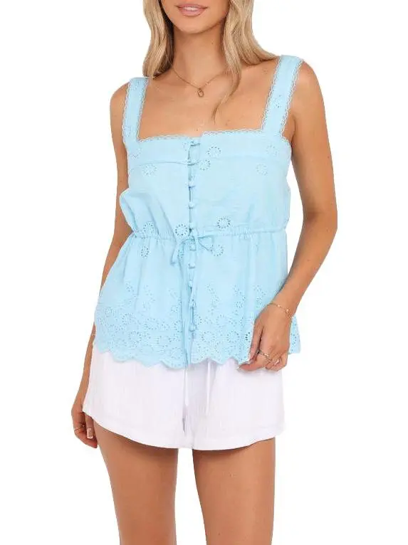 PETAL & PUP Delta Eyelet Cotton Tank - Aqua