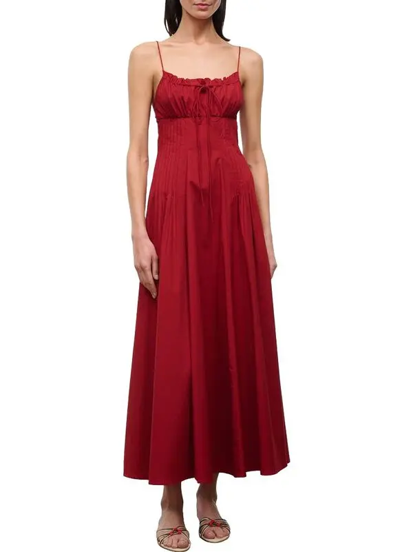 Staud Margi Sleeveless Stretch Cotton Maxi Dress - Rouge