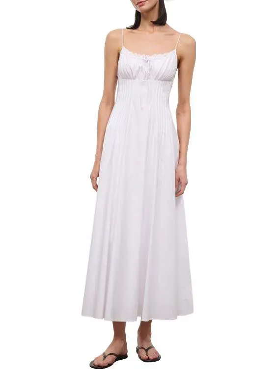 Staud Margi Pintuck Sleeveless Maxi Dress - White