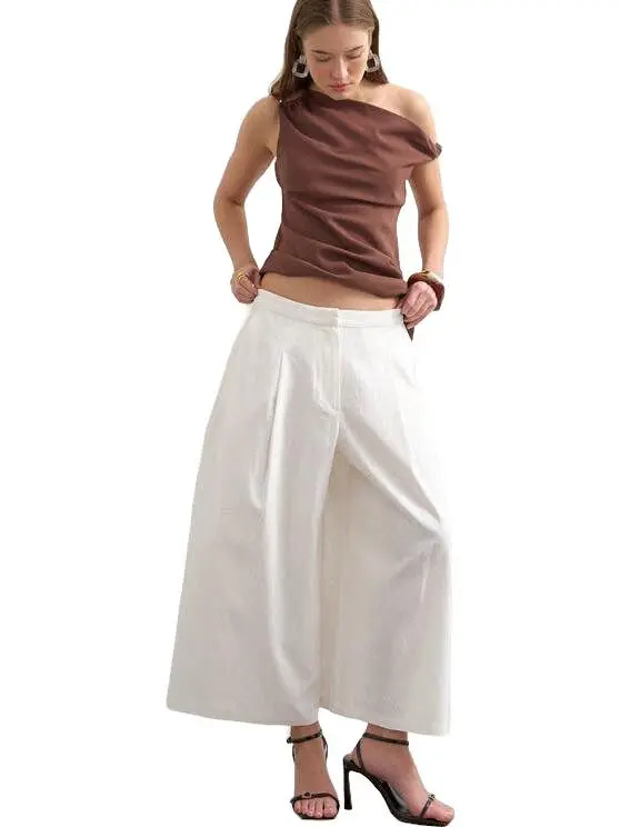 Topshop Linen Blend Culottes - White