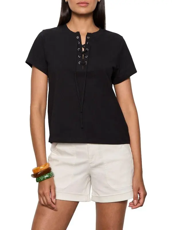 Sanctuary Timeless Lace-up T-shirt - Black