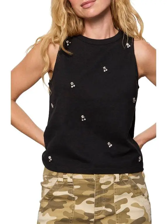 Sanctuary Campari Embellished Organic Cotton Tank - Black