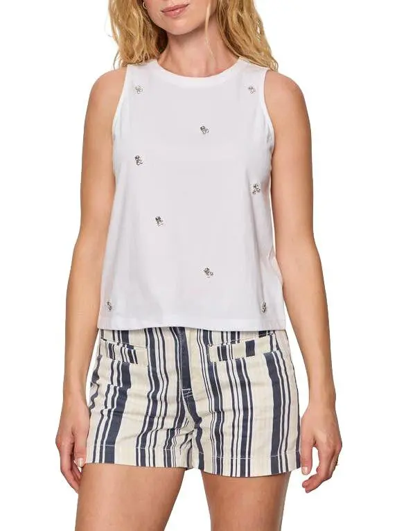 Sanctuary Campari Embellished Organic Cotton Tank - White