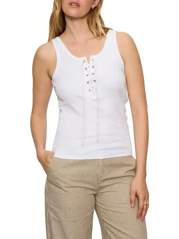 Sanctuary Lace-up Pima Cotton Tank - White