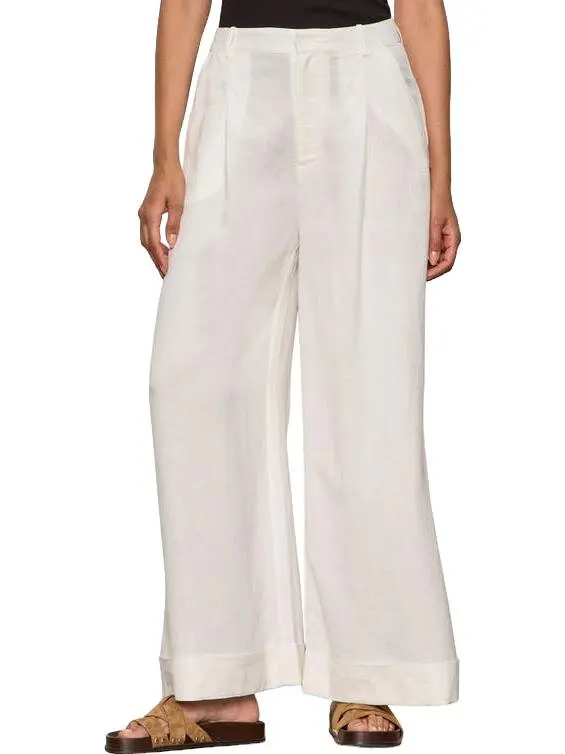 Sanctuary Terrace Linen Blend Wide Leg Pants - Chalk