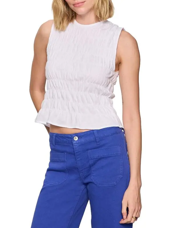 Sanctuary Smocked Sleeveless Top - White