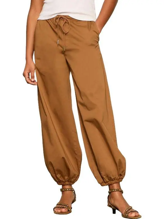 Sanctuary Stretch Cotton Balloon Pants - Toasted Coconut Brown