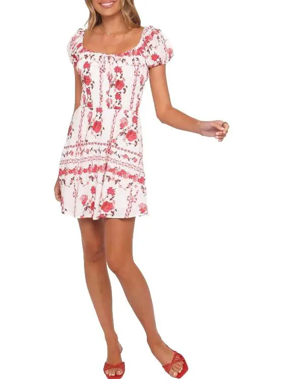 PETAL & PUP Jorja Floral Print Mini Dress - Red Rose