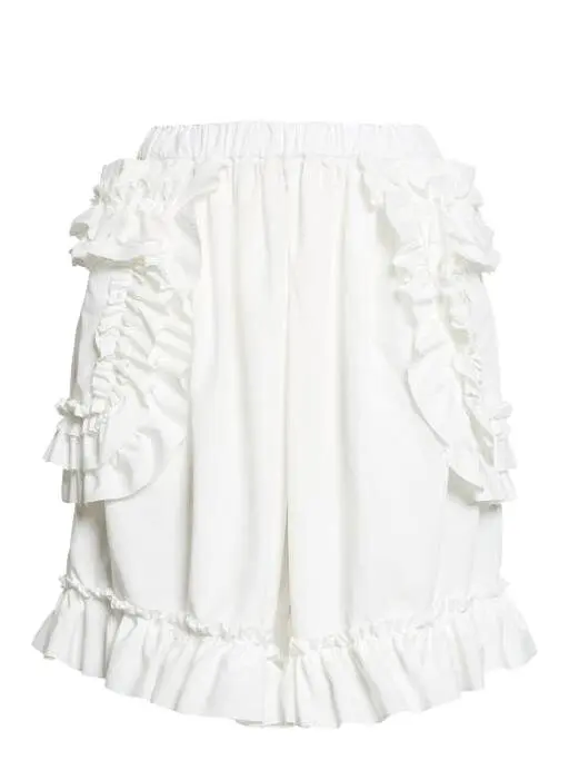 Comme Des Garçons Ruffle Trim Broadcloth Bloomer Shorts - White