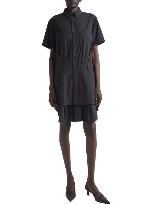 Noir Kei Ninomiya Typewriter Tiered Shirtdress - Black