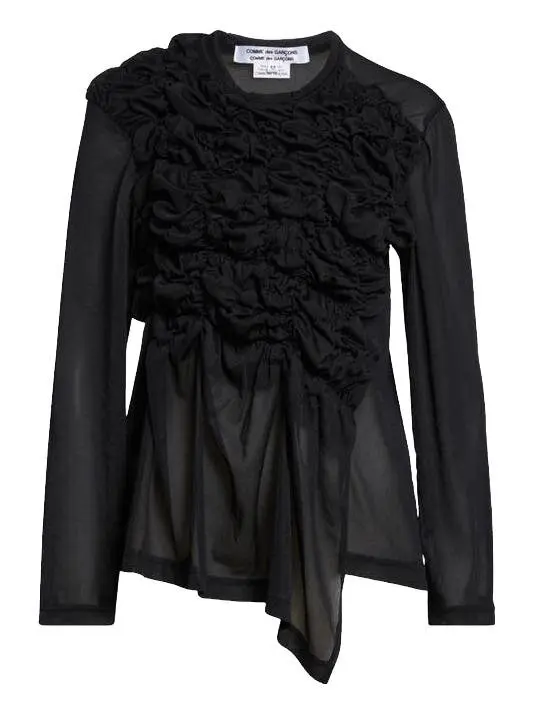 Comme Des Garçons Asymmetric Ruffled Top - Black