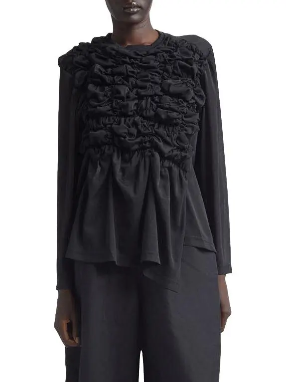 Comme Des Garçons Asymmetric Ruffled Top - Black