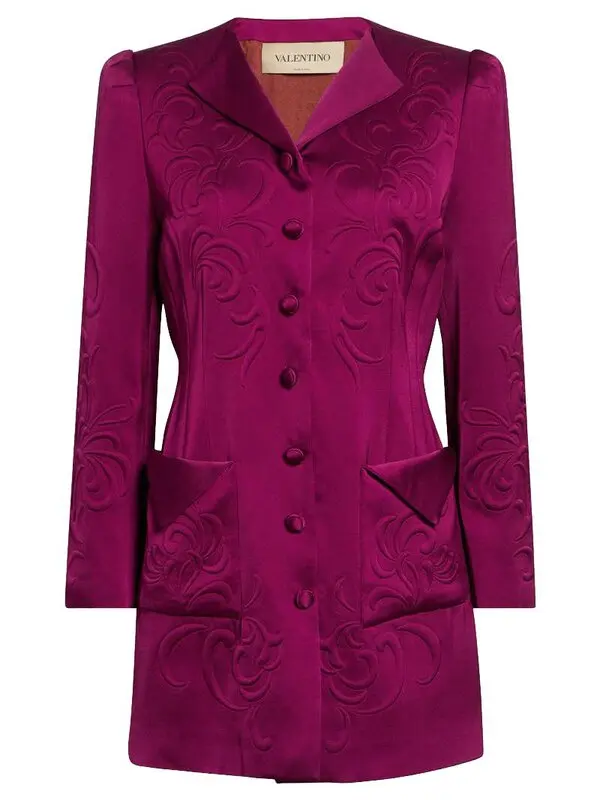 Valentino Garavani Floral Embossed Cady Blazer Dress - Violet