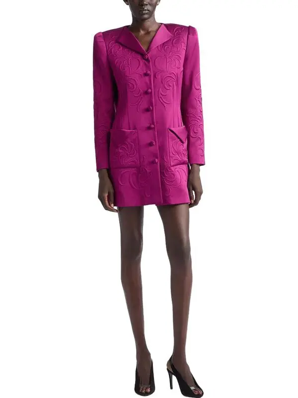 Valentino Garavani Floral Embossed Cady Blazer Dress - Violet