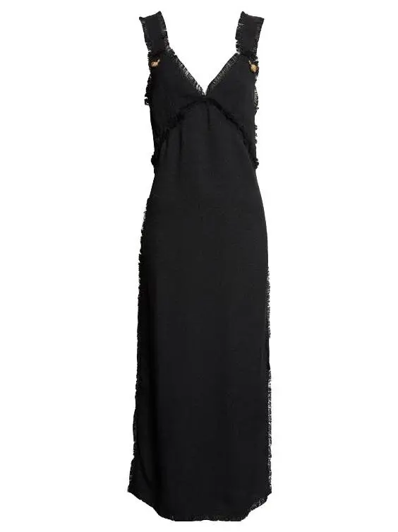 TOTEME Fringe Maxi Slipdress - Black