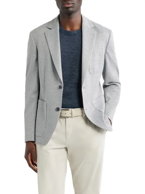 Nordstrom Henrik Trim Fit Grey Microcheck Knit Sport Coat - Grey Heather Houndstooth