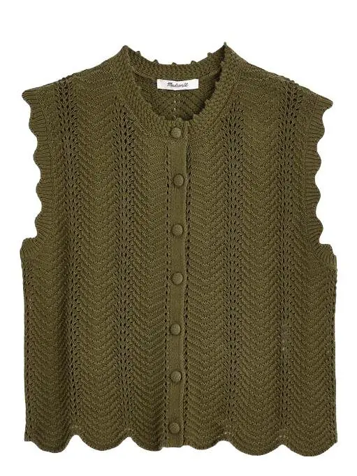 Madewell Wavy Knit Button-up Shell - Faded Ivy
