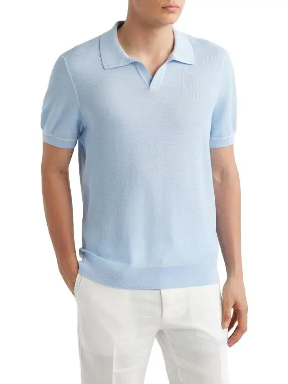 BOSS H-narcisco Johnny Collar Piqué Polo Sweater - Light/pastel Blue