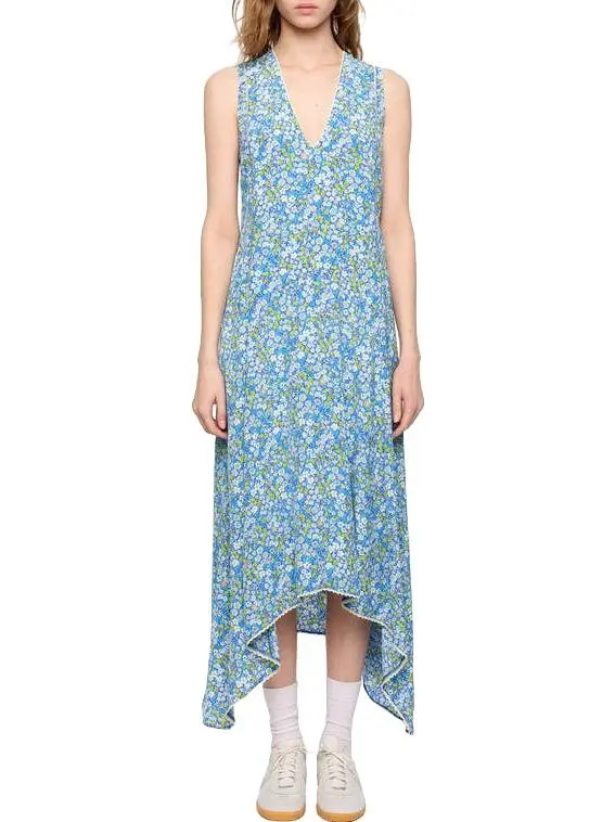 Zadig&Voltaire Rerol Floral Sharkbite Hem Dress - Pear