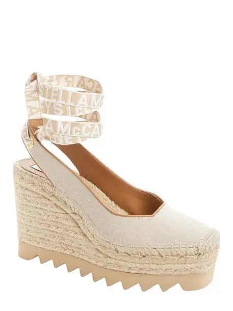 Stella McCartney Gaia Espadrille Wedge Slingback Pumps - Ecru