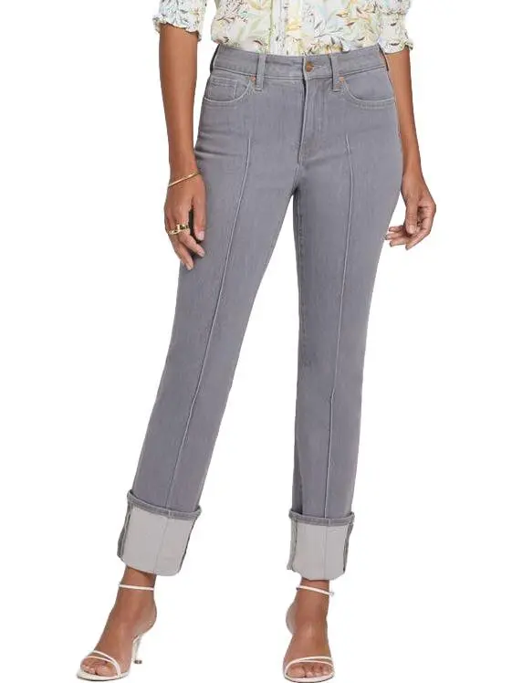 NYDJ Marilyn Cuffed Pintuck Straight Leg Jeans - Charisma