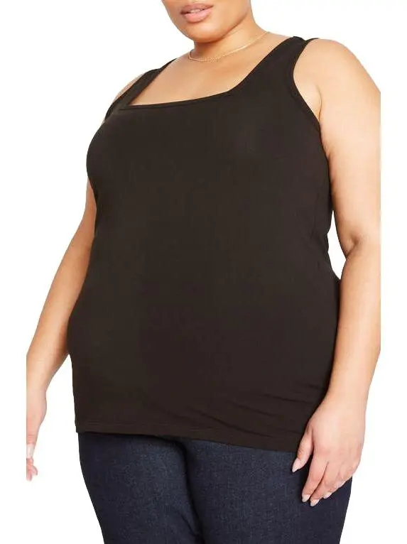 Universal Standard Square Neck Stretch Cotton Tank - Black