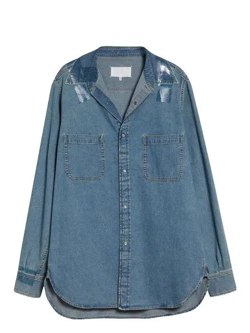 MAISON MARGIELA Oversize Taped Denim Shirt - Ice Blue
