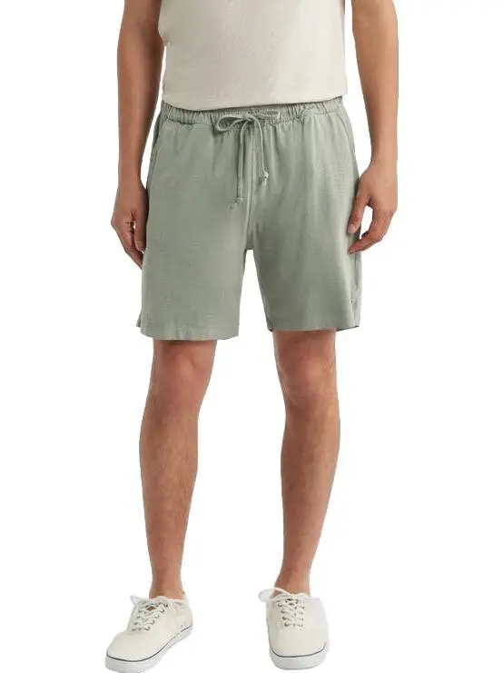 ALEX CRANE Caza Featherweight Knit Organic Cotton Drawstring Shorts - Riverstone