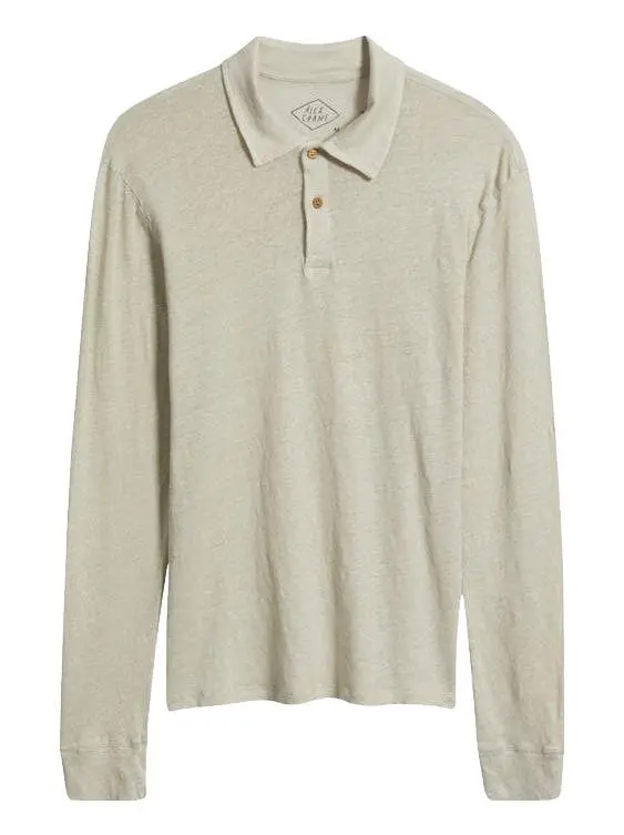 ALEX CRANE Linen Long Sleeve Polo - Bone