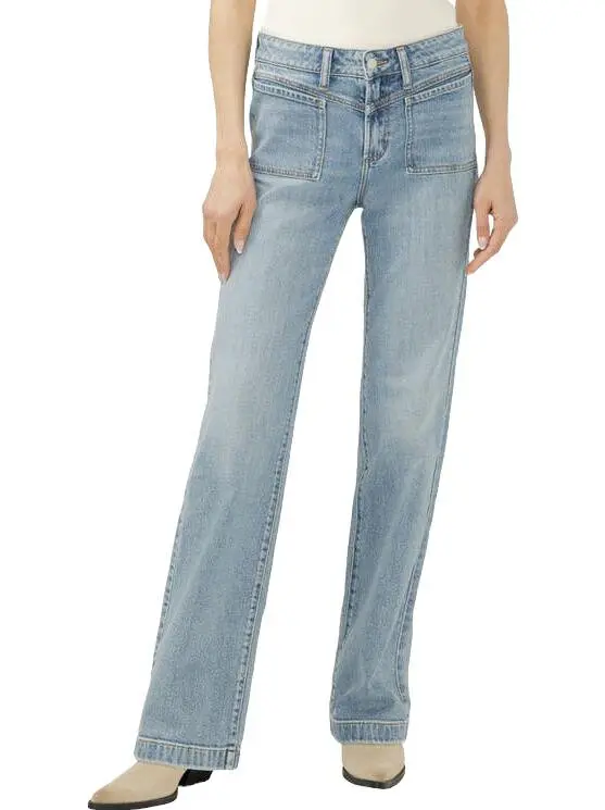 SILVER JEANS CO. Avery Patch Pocket Wide Leg Trouser Jeans - Wanderlust